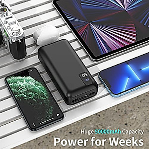 POIYTL Power Bank 50000mAh 22.5W Fast Charging Portable Charger USB-C Quick Charge with 3 Outputs & 2 Inputs LED Display Huge Capacity External Battery Pack for iPhone, Samsung, iPad etc