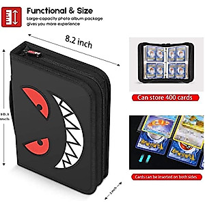 Brappo 4-Pocket Zippered Binder Compatible with Cards, Fits 400 Cards with 50 Removable Sheets, Portable Cards Collector Album for Trading Card Games