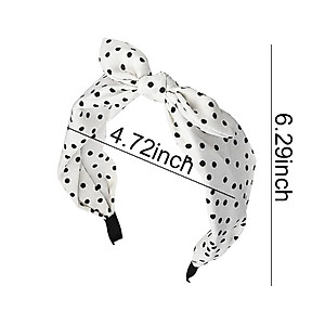 Kilener Rabbit Ears Headband for Women in White Polka Dot Material, Non Slip, Vintage, Hair Styling, Hairband, Ideal Gift Choice