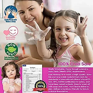 Kids Makeup Kit for Girl - Safe & Non Toxic Washable Makeup for Kids, Real Girls Makeup Kit for Kids Age 4-12, Princess Dress Up Toys for Girls Kids Children, Girls Christmas Birthday Gift Age 4-12