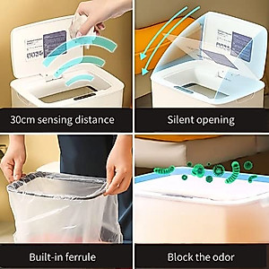 ENFILY Automatic Infrared Motion Sensor Trash Can with Lid, 3.7 Gallon/14 L Smart Electric Touchless Handsfree Kick Garbage Bin, USB Rechargeable Waste Container With 75 Counts (5 Rolls)Drawstring Trash Bag