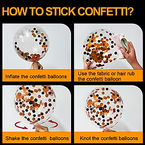 NACHLYNN 60 Packs Orange Confetti Graduation Latex Balloons 12 Inches Halloween Party Balloons for Halloween Birthday Celebration Party Decorations