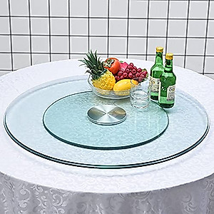 Lazy Susan Turntable for Kitchen - 24" 36" 40" Transparent Rotating Round Turntable with Auxiliary Wheel Design, 360 Degree Swivel Dining Table Serving Tray, Aluminum Alloy (Size : 60cm/23.6in)