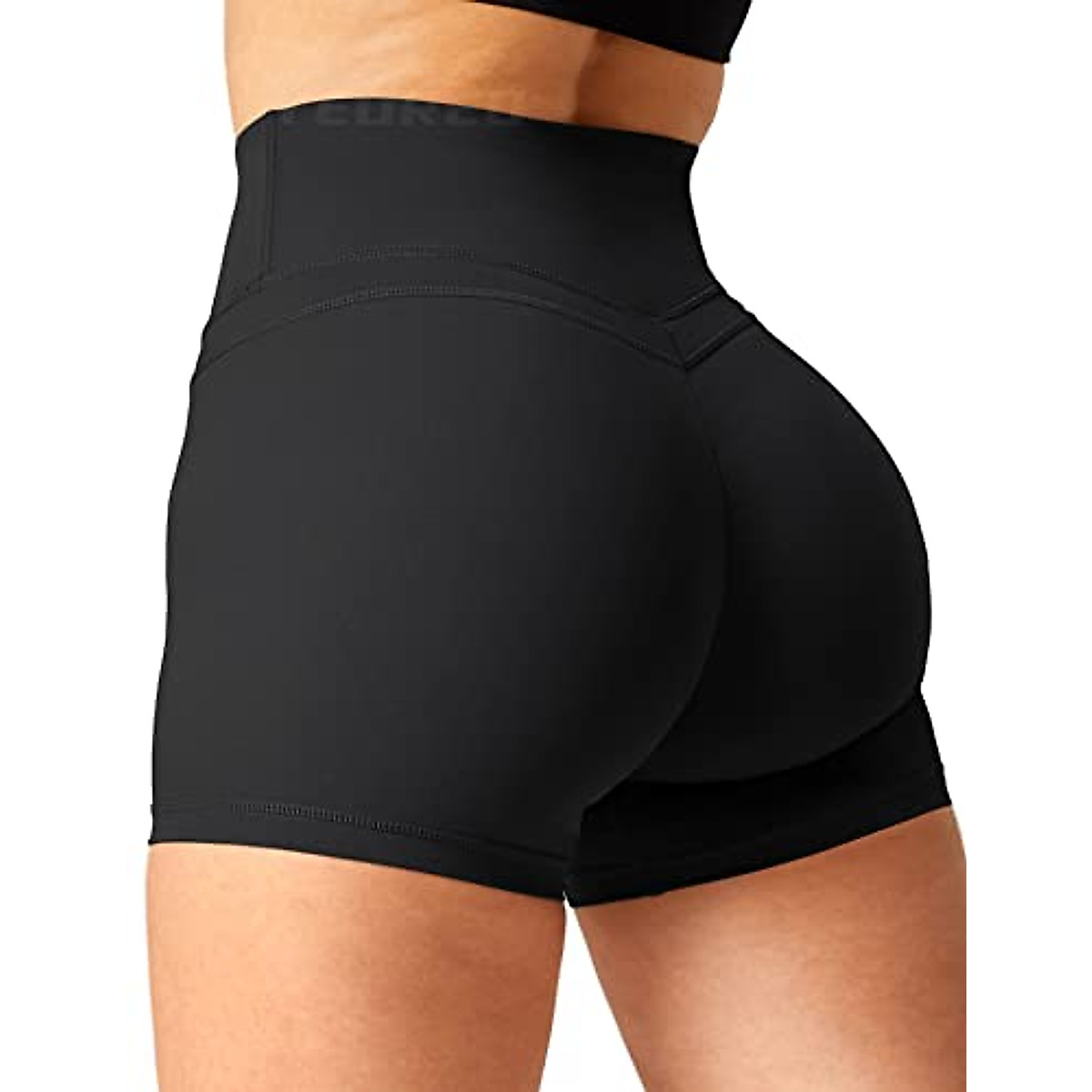 YEOREO Buttery Workout Shorts for Women High Waist Running Biker Shorts Spandex Scrunch Gym Yoga Shorts Black S