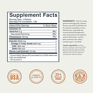 Coromega Omega 3 Fish Oil Supplement, 650mg of Omega-3s with 3X Better Absorption Than Softgels, Orange Flavor, 120 Single Serve Squeeze Packets