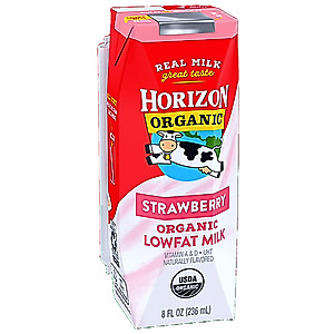 Organic Milk, Horizon Organic Whole Milk | Shelf Stable Milk, Grass Fed Milk Assortment of Plain, Vanilla, Chocolate, & Strawberry, Lowfat On-The-Go Milk Boxes for Kids & Adults| Includes Calcium, Vitamin A, Vitamin D & 8g of Protein, Non GMO Milk 8 Fl Oz