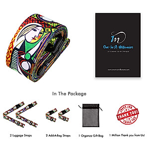 Picasso Girl before a Mirror Travel Luggage Strap Suitcase Security Belt. Heavy Duty & Adjustable. Travel Essentials Accessories. TSA Compliant. 2 Luggage Straps & 2 Add A Bag Straps. 4-Piece Set.