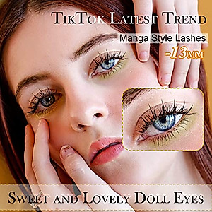 Anime Lashes With Clear Band Korean Lashes Natural Look 13mm Korean Eyelashes Wispy Anime Eyelashes 10 Pairs False Lashes Japanese Korean Natural Lashes Asian Lashes by Obeyalash