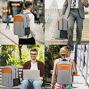 Travel Laptop Backpack,Business Work Bag Water Resistant 17.3 inch Laptop Backpack Bag for Men Women with USB Charging Port,Anti Theft Slim Durable Computer Bag for Laptop College Bookbags Gifts,Grey