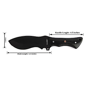 Perkin Hunting Knife With with Leather Sheath Tracker Knife Full Tang Fixed Blade Knife - BLK Tracker