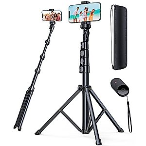 andobil 62'' iPhone Tripod Stand with Remote, Tripod for Samsung Galaxy S23 Ultra, Extendable Cell Phone Stand Lightweight Tripod Fit for iPhone 14 Pro Max, Samsung S22 S21, Android/Camera/GoPro