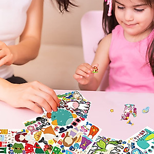 100 Sheets Make Your Own Stickers for Kids with 25 Designs, Animals Mix, Mermaids, Princess, Prince and More, Reward of Festival, Children Art Craft, School, Party Favors