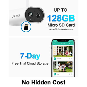 ANRAN Security Cameras Wireless Outdoor - 2K Solar Security WiFi Camera, Night Vision, IP65 Waterproof, Smart Siren, PIR Human Detection, 2-Way Talk, Work with Alexa, Home Surveillance, S1 White