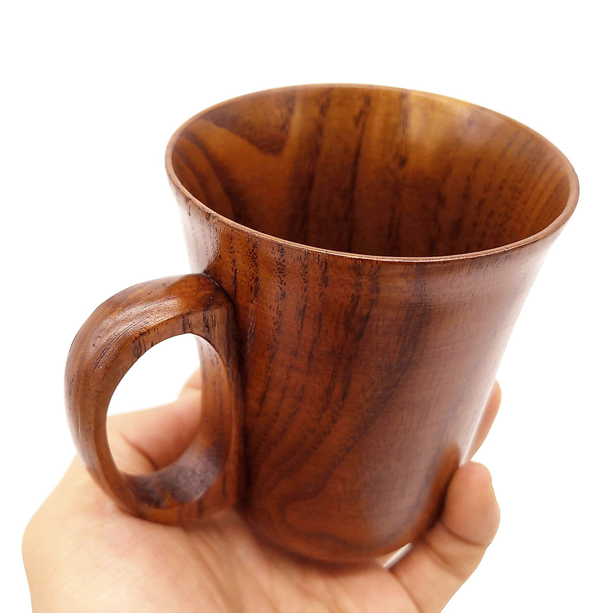 CTIGERS Wooden Coffee Beer Mugs Wood Cup Nature Jujube Mug Handmade Tea Cup with Handle 10 oz / 300ml