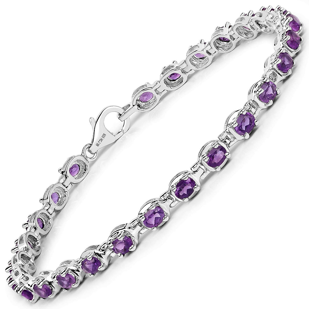 Genuine Morganite Amethyst Garnet Peridot Tanzanite Gemstone Birthstone Tennis Bracelet 925 Sterling Silver Rhodium Plated Jewelry Birthday Gifts For Women, Metal Gemstone, Amethyst