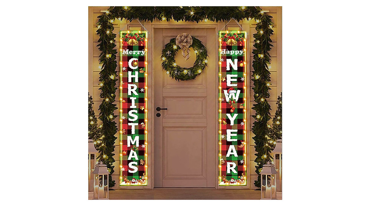 KOKISHIN Christmas Decorations Banner with Lights | Festive Door Decor