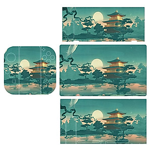 Japanese Anime Palace Moon Lotus Pond Stickers Protective Film Sticker Personalized Full Wrap Sticker Compatible with Nintendo Switch