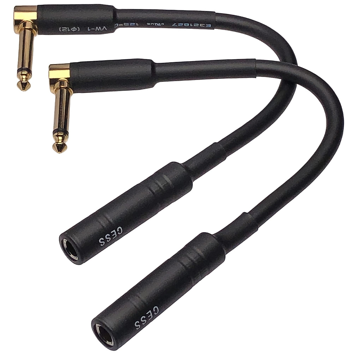 CESS-090 Low-Noise Right Angle 1/4 TS Male to Female Guitar Extension Cable, 2 Pack
