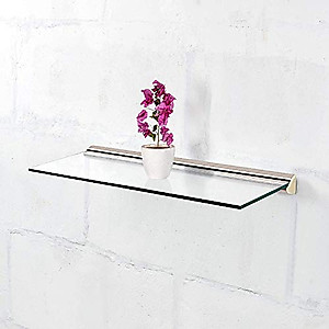 Deco Window Multi Purpose Floating Clear Tempered Glass Shelve 8mm Satin Silver 36"x9"
