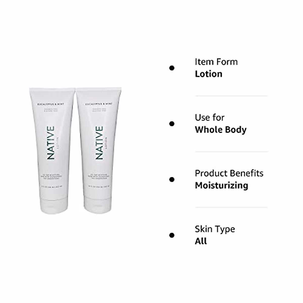 Native Lotion for Women, Men | Sulfate Free, Paraben Free, Dye Free, with Naturally Derived Clean Ingredients Leaving Skin Soft and Hydrating, 12 oz, 2 Pack (Eucalyptus & Mint)