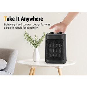 Space Heater, 1500W Electric Heaters Indoor Portable with Thermostat , PTC Fast Heating Ceramic Room Small Heater with Heating and Fan Modes for Bedroom, Office and Indoor Use