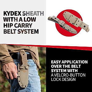 Off-Grid Knives - Alpha-Dog Coyote, Heavy Duty Fixed Blade Knife, 5mm Thick CRYO D2 Blade Steel, Full Tang, G10 Scales & XL Handle (Coyote)