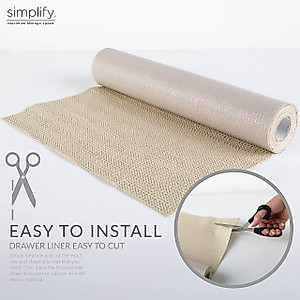 Simplify Adhesive Smooth Top Grip Liner | Shelf | Countertops| Drawers | Cabinets| Cut to Fit | Non-Slip | 10 Square Feet| Taupe | Organization | Uses