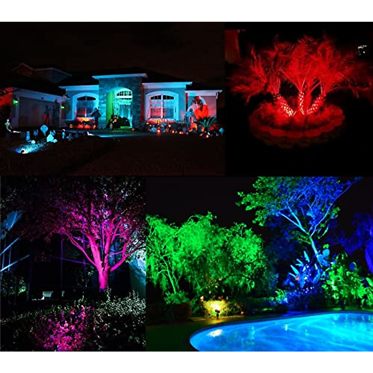 TOVEENEN LED Color Landscape Outdoor Spotlight - 120V 25W Remote Waterproof Spot Lights for Yard Garden Tree House Halloween Christmas Lighting