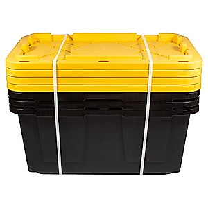 Office Depot® Brand by Greenmade® Professional Storage Totes, 23-Gallon, Black/Yellow, Pack Of 4 Totes