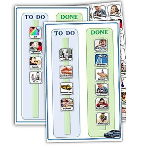 90 Real Life Photos Picture Cards & 3 Home, School, & On The Go Chart -Great for Children’s Daily Routine, Chores & Responsibilities -Promotes Great Behavior & Independence (Consumer Needs to Cut)