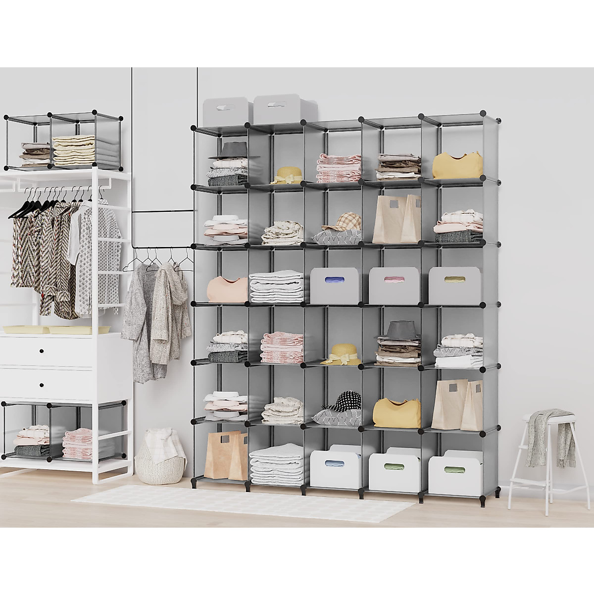 HOMIDEC Closet Organizer, 12-Cube Closet Organizers and Storage, Portable Closet Shelves, Clothing Storage (Grey)