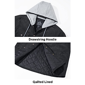 MAGCOMSEN Men's Corduroy Jacket Hoodies Quilted Lined Button-Down Casual Shirt Jackets Cotton Warm Winter Coat 5 Pockets