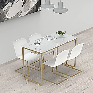 Dorriss Computer Desk,Home Office Desks, 47" Writing Desk,Computer Table,White and Gold Desk, White Faux Marble Desk,Gold Metal Frame, Modern White Computer Desk for Home Office (White Marble+Gold)