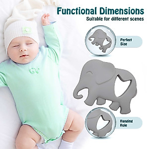 Baby Teething Toys Baby Teethers for Babies 0-6 Months 6-12 Months Infants (Glacier Gray, Elephant)