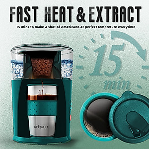 avigator Portable Coffee Maker, 12V Car Coffee Maker, Travel Coffee Machine Fits Car Cigarette Lighter Plug, with Fast Heating, Auto Shut Off, Ground Coffee Maker for Driving Camping&RV（Dark Green）