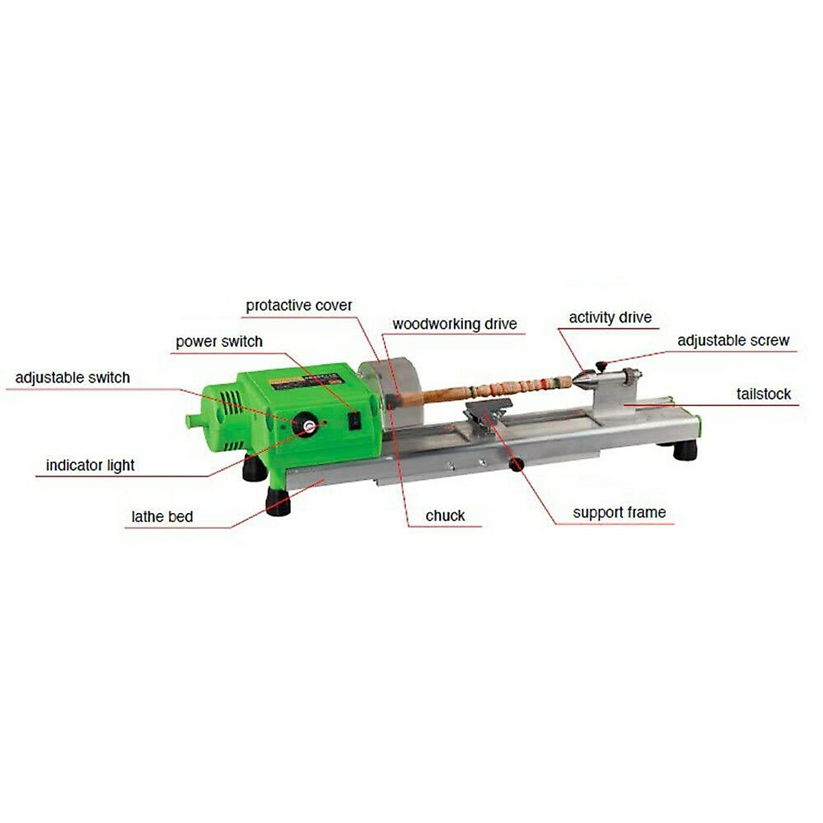 Onetuon Mini Wood Lathe Benchtop MICRO Woodturning Lathe Grinding Polishing Beads Drill Rotary Tool Set Variable Speed (Standard)