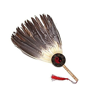 Folding Hand Fan Folding Fan Handheld Folded Fan Bamboo Dance Hand Fans Chinese Fan Ancient Black Feather, Bamboo Hand Fan Foldable Fan Hand Held Fans (Color : A, Size : 46cm)