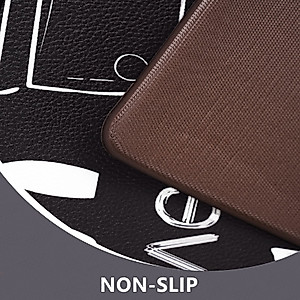 FRAMICS Kitchen Rugs and Mats Cushioned Anti-Fatigue Kitchen Rug, Waterproof Non-Slip Kitchen Mats and Rugs, Dark Brown Memory Foam Kitchen Floor Mat for Home Office Laundry, 17 x 47 + 17 x 30 Inch