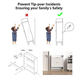 Garden 4 you Shoe Cabinet with 2 Flip Drawers, Freestanding Shoe Cabinet Organizer with Wooden Leg, Narrow Shoes Storage Cabinet for Entryway, Hallway, Living Room, Bedroom (White)