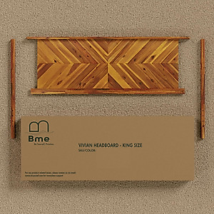 Bme Vivian Headboard ONLY, Rustic & Scandinavian Style with Solid Acacia Wood, Easy Assembly, Queen, Rustic Golden Brown