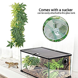 Artificial Plants Fake Leaves Plastic Green Grass with Sucker for Aquarium Fish Tank Reptile Terrarium Habitat Box Cage Terrarium Ornaments Outside Home Garden Eco-Friendly Decor(50cm/19.69in)