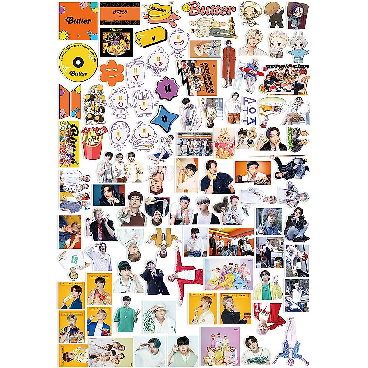 YIMIDA Kpop Bangtan Boys Stickers Photocards Set Pack 90Pcs Vinyl Waterproof Sticker 108Pcs Album Photo Lomo Cards Poster for BTS Army gifts