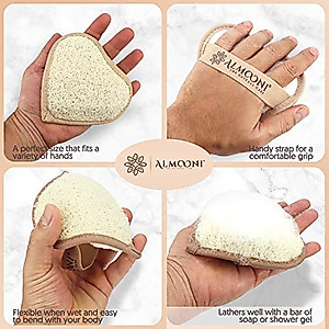 Premium Exfoliating Heart Shaped Loofah Pad Body Scrubber Made with Natural Egyptian Shower Loufa Sponge That Gets You Clean, Not Just Spreading Soap (2 Pack)