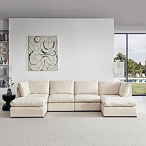 Oversized Modular Sectional Sofa Set,Extra Large U Shaped Convertible Couch with Reversible Chaise and Movable Ottoman,Free Combination Symmetrical Sofa&Couches Bed for Living Room Office