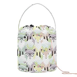 Doterii Cute Little Fox Animals Yarn Bag 11x8.3 inch Small Drawstring Crochet Bag with 4 Grommets, Bag Only