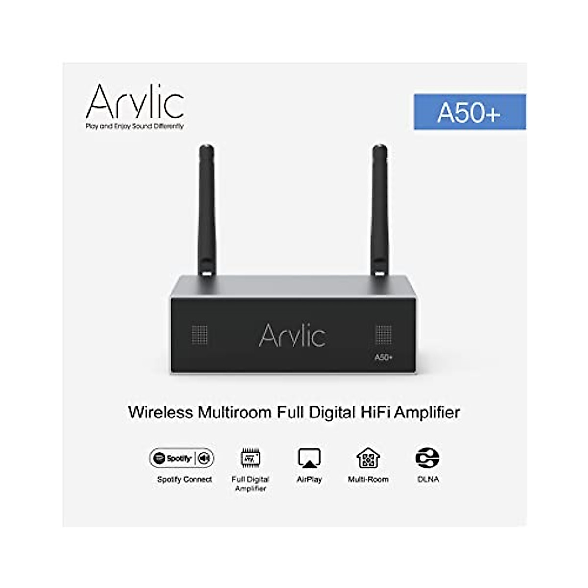 Arylic A50+ WiFi & Bluetooth Home Amplifier,TPA3116 with 50+50W 24V DC/2.0 Stereo Channel,Airplay 1 DLNA,Multiroom/multizone Sync, HiFi Audio Streaming Integrated for Speakers
