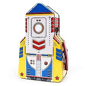 Suck UK Lunch Box Rocket Kids Lunch Box Kids Lunch Bag For School Supplies Metal Snack Box & Retro Sandwich Containers Kids Lunch Container Toy Storage Toddler Lunch Box Red & Yellow