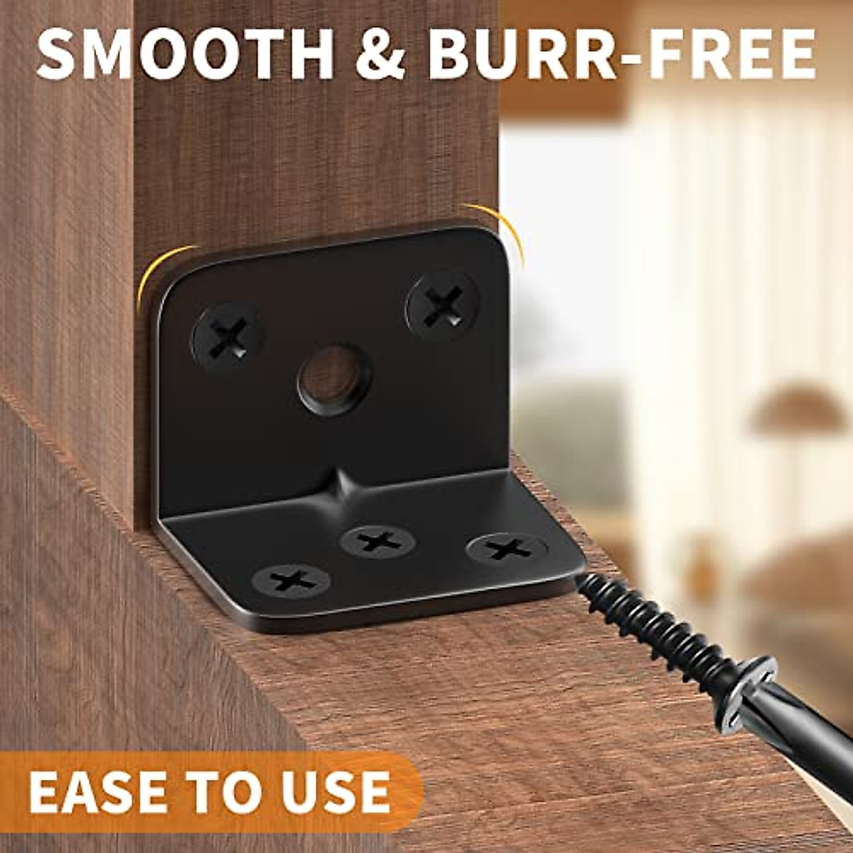 18PCS L Bracket Small Shelf Bracket, Heavy Duty L Brackets for Shelves, Premium Corner Bracket Angle Bracket, Black Metal Corner Brace for Wood Furniture Cabinet +108 Screws (1.5x1.1x1.1 inch)