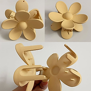 6 PCS Big Non-Slip Matte Flower Barrettes and Jaw Clips for Women and Girls - Plastic Hair Accessories for Thick Hair (6 Colors C)