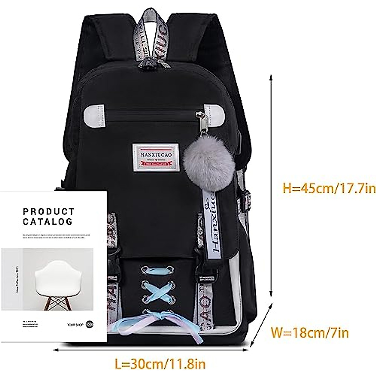 HANXIUCAO Girls Backpack Teen Rucksack Large Capacity Female College Student Locked Schoolbag Anti-Theft Backpack with USB Charging Port (pink)